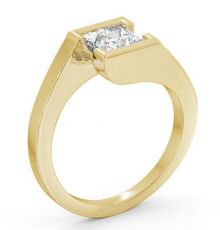 Princess Diamond Open Bezel Engagement Ring 18K Yellow Gold Solitaire ...