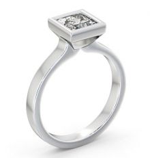 Princess Diamond Bezel Engagement Ring Palladium Solitaire | Lorel Diamonds