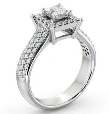 Halo Princess Diamond Regal Style Engagement Ring Platinum | Lorel Diamonds