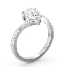 Pear Diamond Sweeping Band Engagement Ring 18K White Gold Solitaire ...