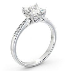 Princess Diamond Traditional 4 Prong Ring 18K White Gold Solitaire ...