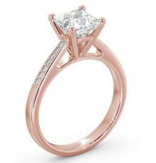Princess Diamond High Setting Engagement Ring 18K Rose Gold Solitaire ...