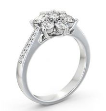 Cluster Floral Style Diamond Ring Palladium With Channel | Lorel Diamonds