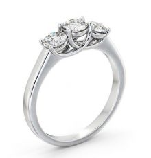 Lunar Three Stone Round Diamond Sweeping Prongs Ring