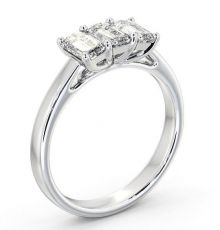 Three Stone Emerald Diamond Trilogy Ring Platinum | Lorel Diamonds