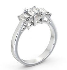 Three Stone Emerald Diamond Trilogy Ring Platinum | Lorel Diamonds