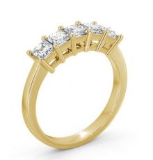Five Stone Princess Diamond Classic Ring 18K Yellow Gold | Lorel Diamonds