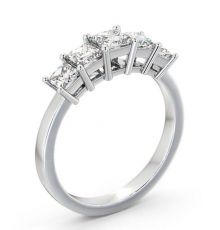 Five Stone Princess Diamond Graduating Design Ring 18K White Gold | Lorel Diamonds