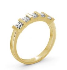 Five Stone Princess Diamond Tension Set Ring 18K Yellow Gold | Lorel ...