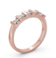 Five Stone Princess Diamond Tension Set Ring 18K Rose Gold | Lorel Diamonds
