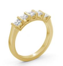 Five Stone Princess Diamond Tension Set Ring 18K Yellow Gold | Lorel ...