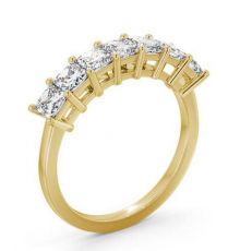 Seven Stone Princess Diamond Traditional Style Ring 18K Yellow Gold ...