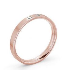 Ladies Two Princess Diamonds Flat Court Wedding Ring 18K Rose Gold ...