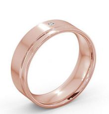 Mens Round Diamond Grooved Wedding Ring 9K Rose Gold | Lorel Diamonds