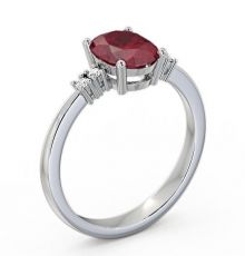 Ruby And Diamond 1.61ct Ring Palladium | Lorel Diamonds